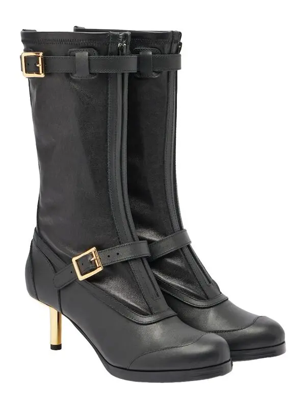 Sacai Aviator Leather Boots - Black
