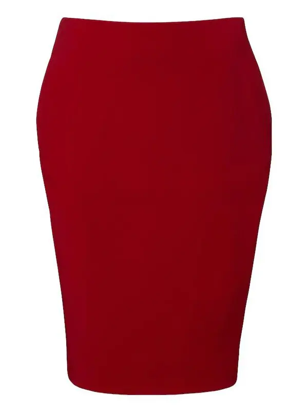 Saint Laurent Satin Pencil Skirt - Red