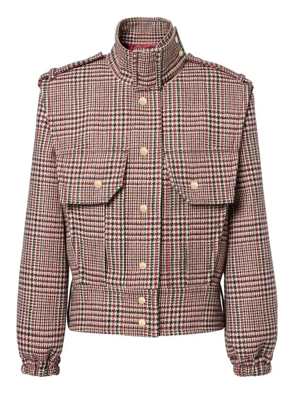 Patou Checked Virgin Wool Jacket - Red