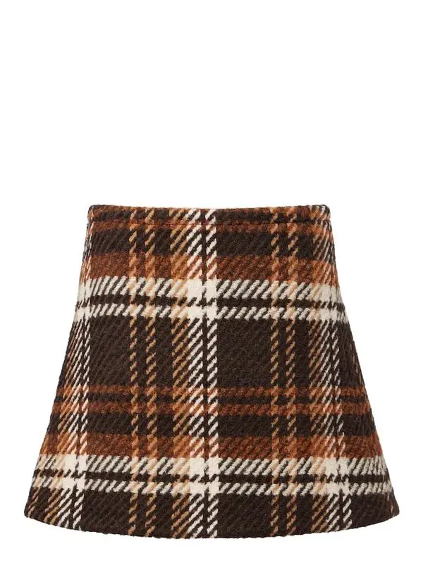 PATOU Checked Wool-blend Miniskirt - Brown