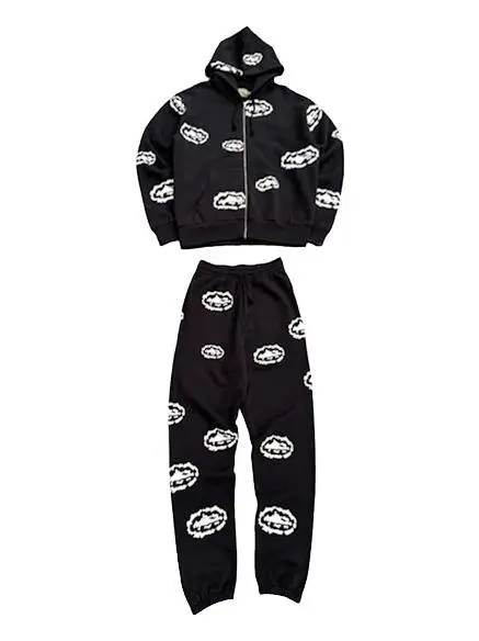 CORTEIZ X Denim Tears Cotton Wreath Sweatsuit - Black/white