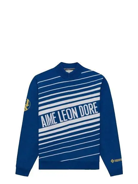 Aimé Leon Dore Windstopper Striped Knit Cycling Jersey - Blue