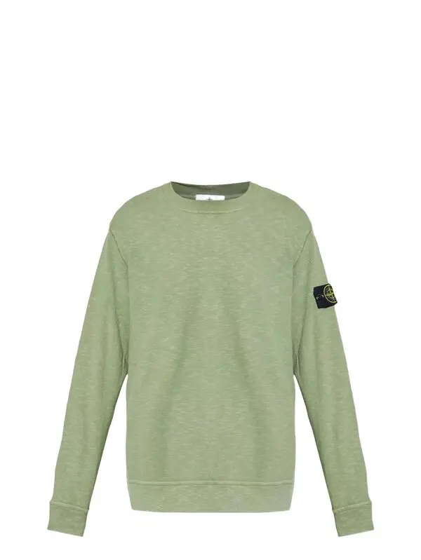 Stone Island Cotton Sweatshirt With Logo Patch - Green