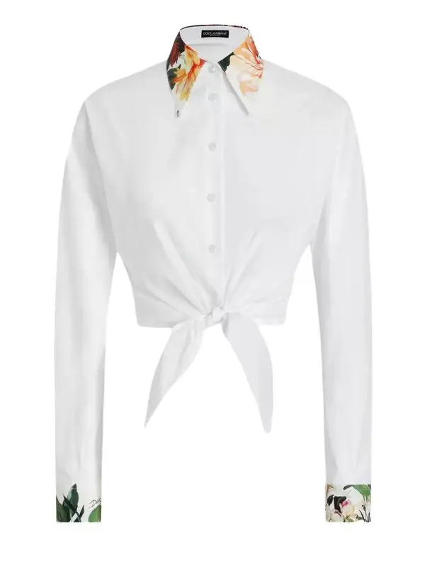 Dolce & Gabbana Flower-print Poplin Shirt - White