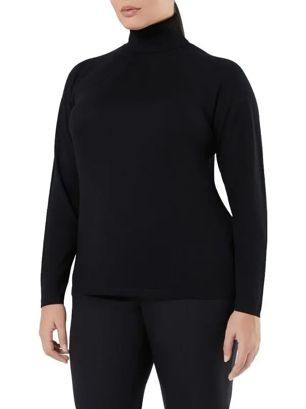 Marina Rinaldi Fatima Turtleneck Virgin Wool & Cashmere Sweater - Black