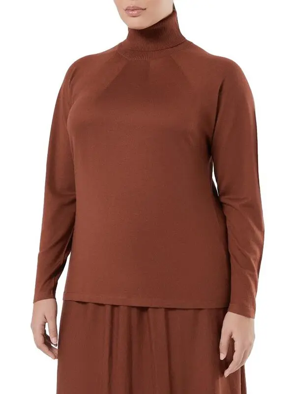 Marina Rinaldi Fatima Turtleneck Virgin Wool & Cashmere Sweater - Camel