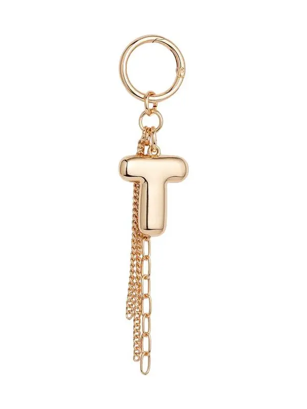 Chelsea28 Bubble Letter Bag Charm - T- Gold