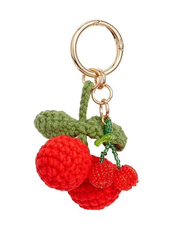 Chelsea28 Knit Cherry Bag Charm - Red Multi- Gold