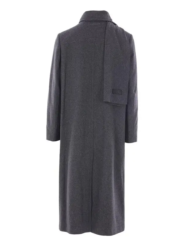 MAISON MARGIELA Single-breasted Coat With Scarf Collar - Dark/grey/melange
