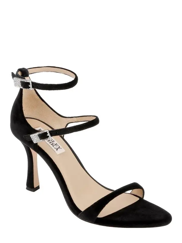 Badgley Mischka Valencia Ankle Strap Sandal - Black Velvet