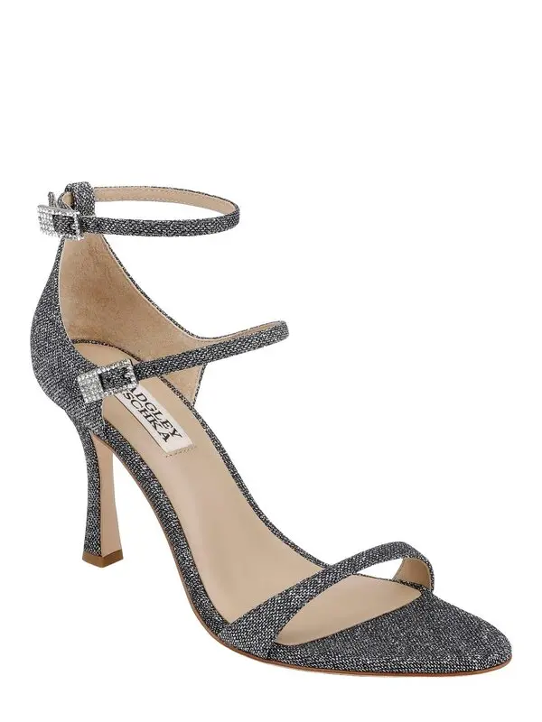 Badgley Mischka Valencia Ankle Strap Sandal - Pewter Glitter