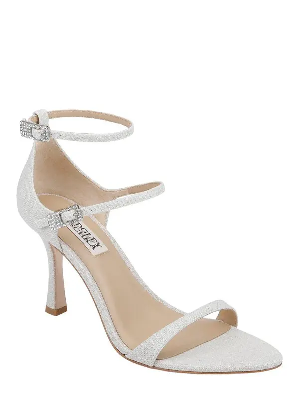 Badgley Mischka Valencia Ankle Strap Sandal - White Glitter