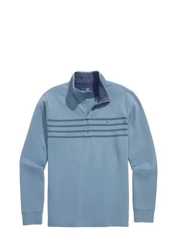 Vineyard Vines Saltwater Stripe Quarter Zip Pullover - Blue Mirage
