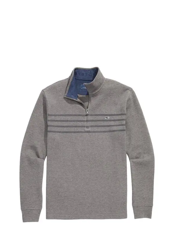 Vineyard Vines Saltwater Stripe Quarter Zip Pullover - Gray Harbor
