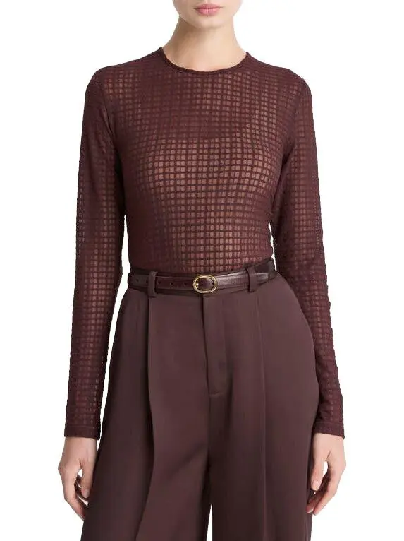 Vince Shadow Grid Top - Fig