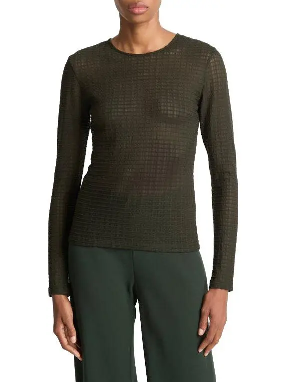 Vince Shadow Grid Top - Verde