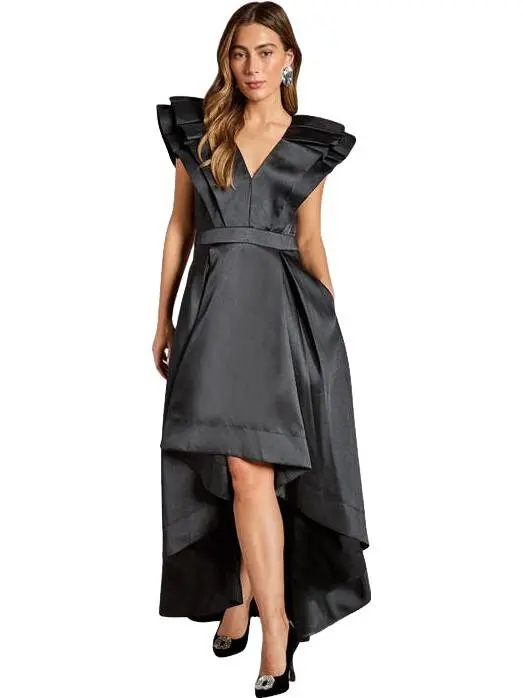 Coast Frill Sleeve V-neck Midi Dress - Black