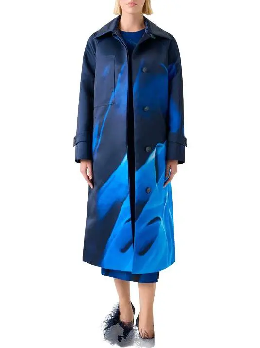 Akris Elliot Cyanotype Duchesse Satin Trench Coat - Navy-royal