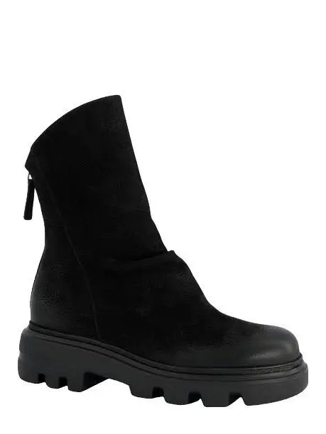 Paul Green Crosby Lug Sole Bootie - Black Grained Nubuck
