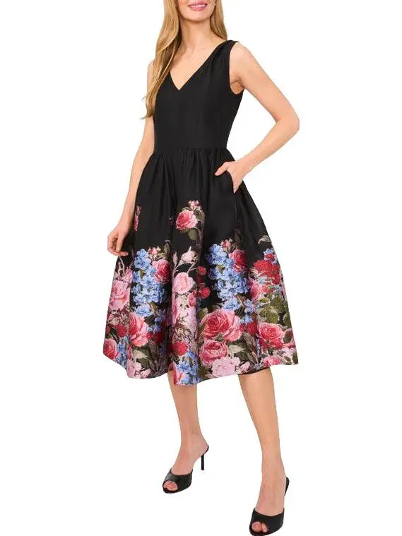 Ted Baker London Floral Jacquard Midi Dress - Rich Black