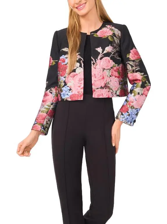 Ted Baker London Floral Jacquard Crop Jacket - Rich Black
