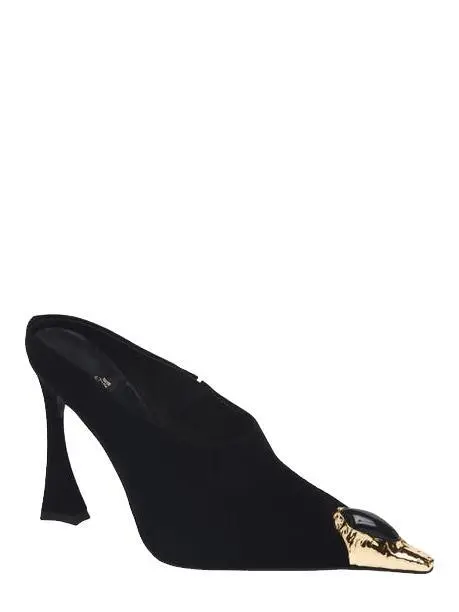 Jeffrey Campbell Naiad Stiletto Heel Mules - Black Suede Gold Black