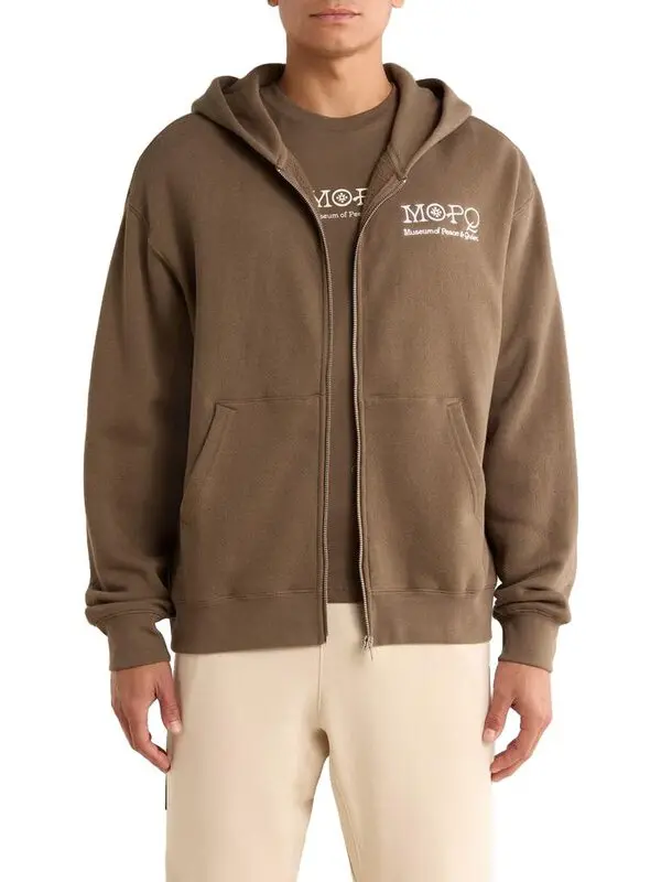 MUSEUM OF PEACE & QUIET Southwest Cotton Fleece Zip Hoodie - Brown