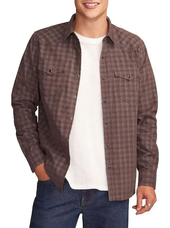 Lucky Brand Plaid Long Sleeve Corduroy Western Shirt - Brown Multi