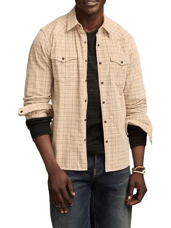 Lucky Brand Plaid Long Sleeve Corduroy Western Shirt - Natural Multi