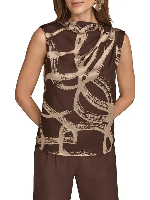 Donna Karan New York Burnout Gathered Shoulder Top - Choclate