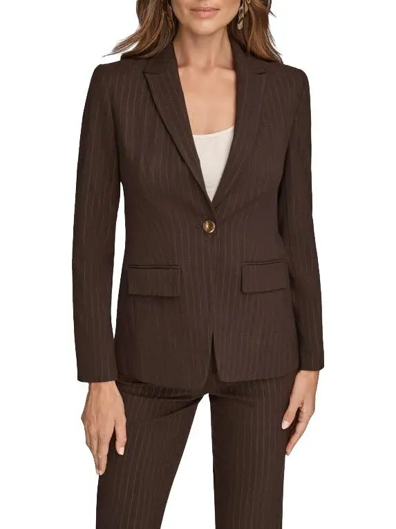 Donna Karan New York One-button Striped Blazer - Chocolate