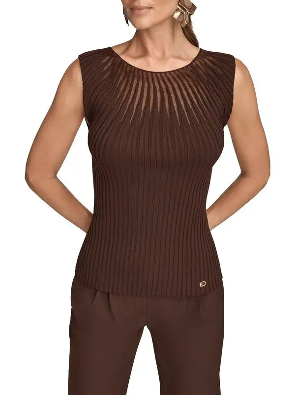 Donna Karan New York Rib Sleeveless Top - Chocolate