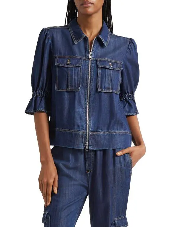 Cinq À Sept Holly Elbow Sleeve Denim Jacket - Mer