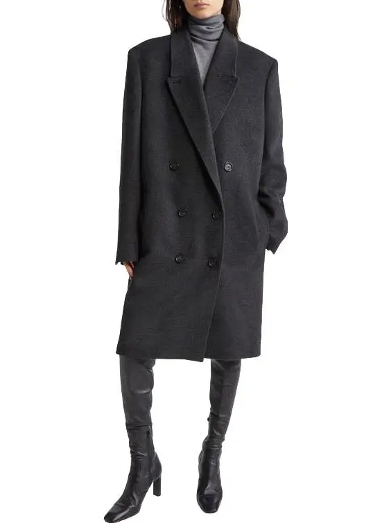 TOTÊME Double-breasted Cashmere Coat - Charcoal Melange
