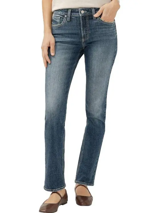 SILVER JEANS CO. Suki Curvy Mid Rise Straight Leg Jeans - Isles