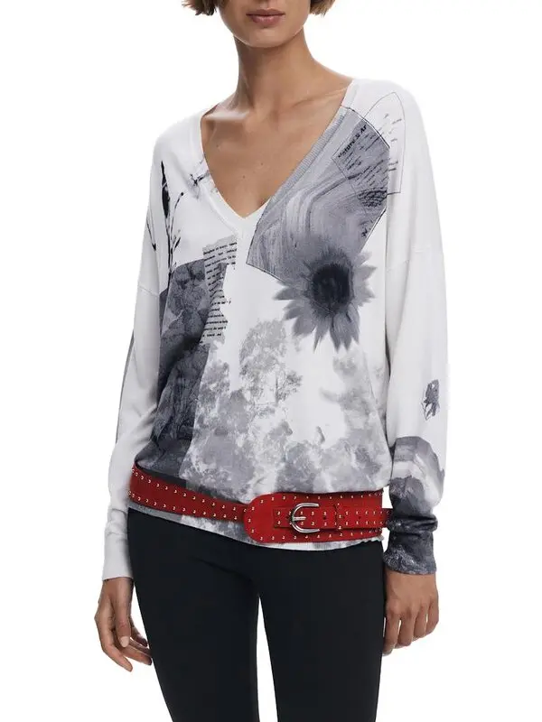 Desigual Mixed Print Relaxed Sweatshirt - White