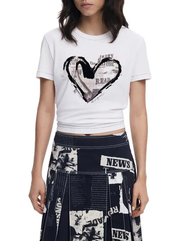 Desigual Heart Graphic T-shirt - White