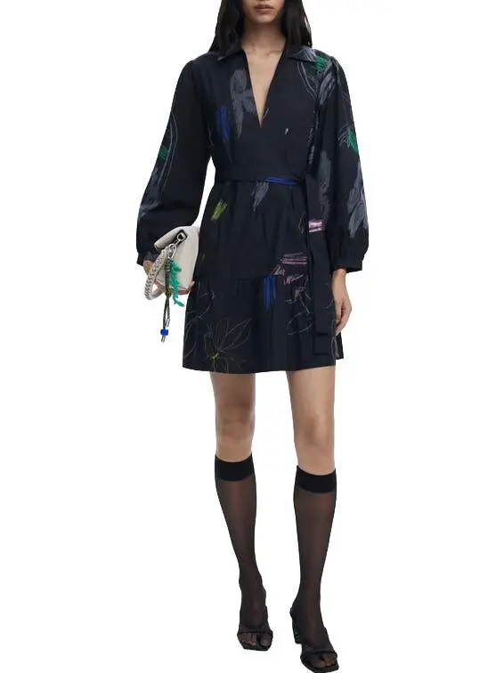 Desigual Long-sleeve Cotton Shirt Dress - Black