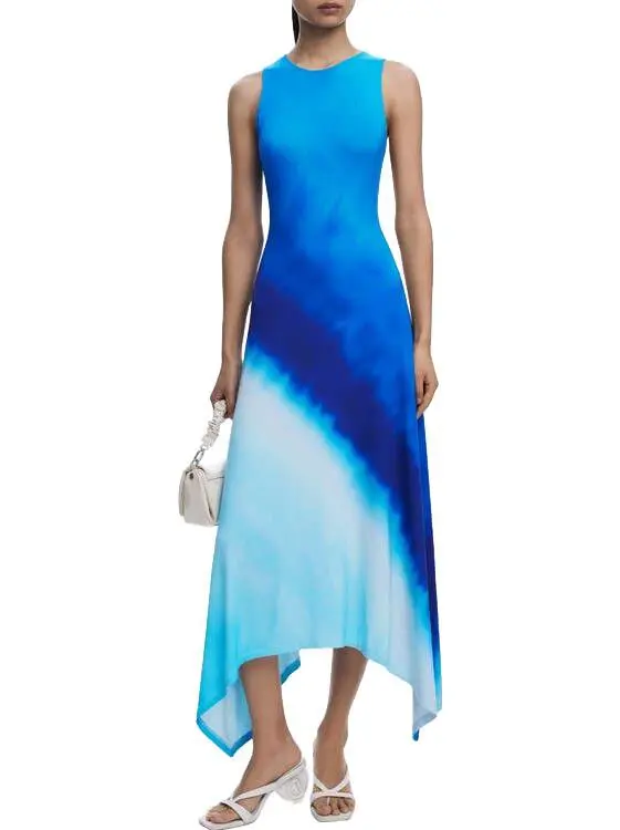 Desigual Ombré Print Sleeveless Asymmetric Maxi Dress - Blue