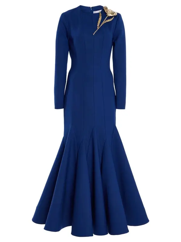 Carolina Herrera Wool-blend Midi Dress - Navy