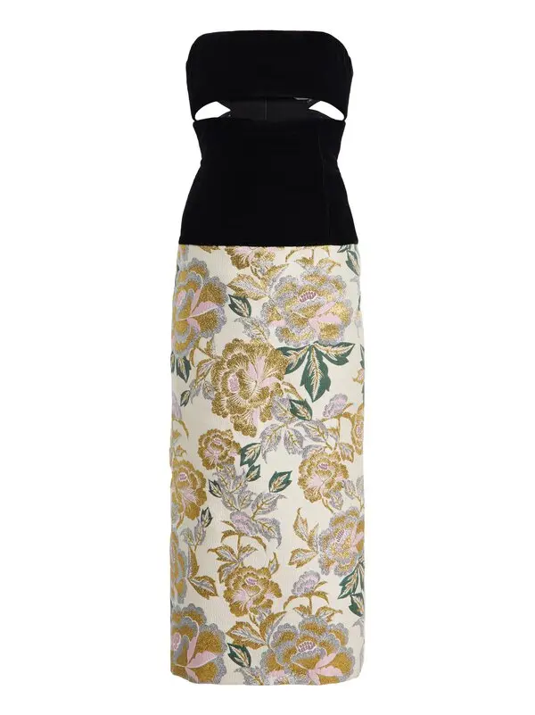 Carolina Herrera Velvet And Floral Jacquard Cocktail Dress - Ivory