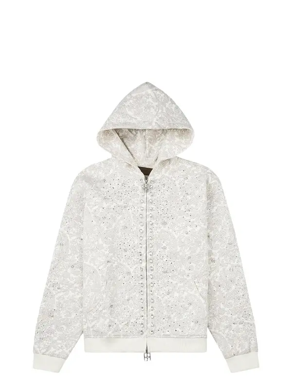 BIRTH OF ROYAL CHILD Cashew Blossom Pearl Zipper Hoodie - White