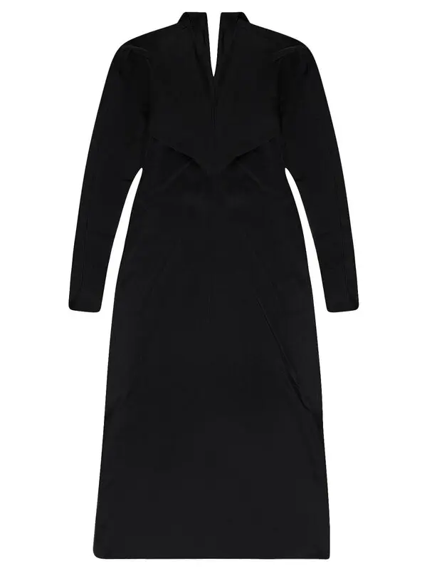 LANVIN Long-sleeve Draped Midi Formal Dress - Black