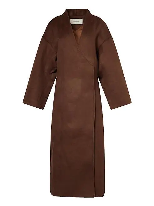 ENTIRE STUDIOS Rondo V-neck Wool Coat - Umber