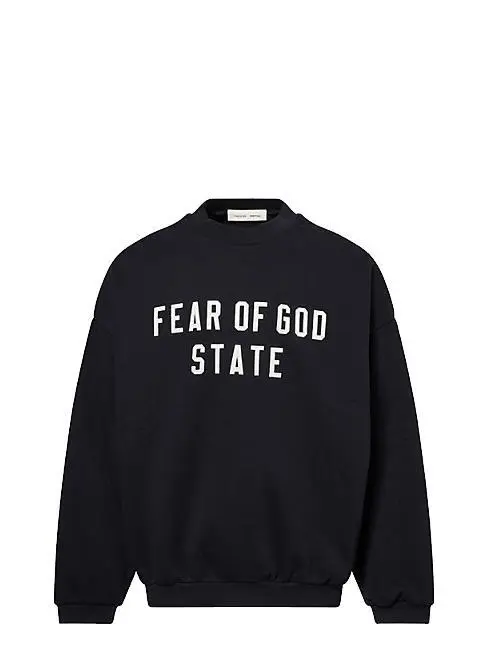 Fear Of God Brand-patch Cotton-blend Sweatshirt - Jet Black