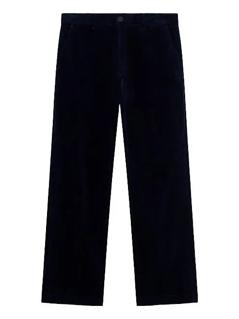 The Kooples Corduroy-textured Wide-leg Stretch-cotton Trousers - Navy