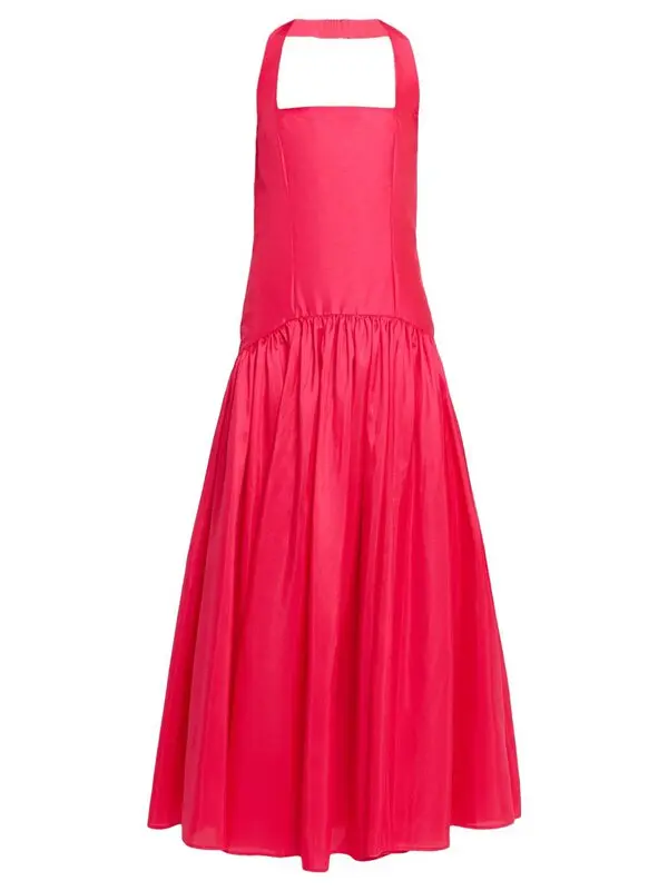HUTCH Chandler Drop-waist Halter Maxi Dress - Berry Pink