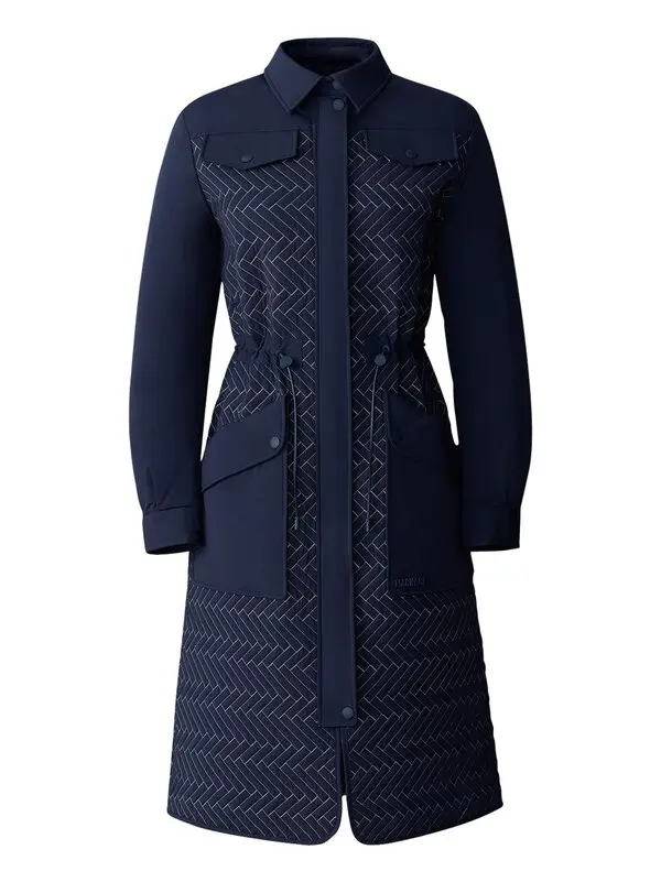 Mackage Chevron Quilted Long Down Coat - Blue