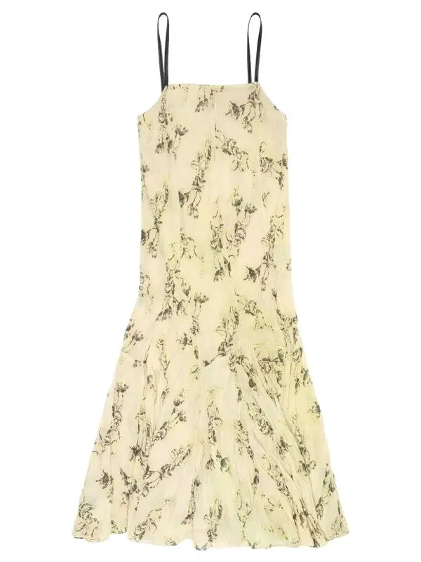 Bimba Y Lola Floral-print Pleated Dress - Yellow