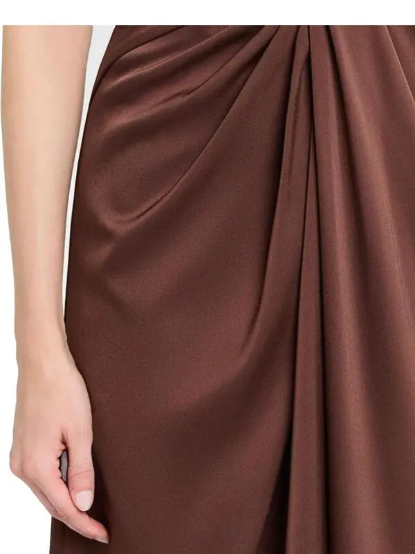 Aidan Mattox Sleeveless Pleated Twist-front Midi Dress - Espresso